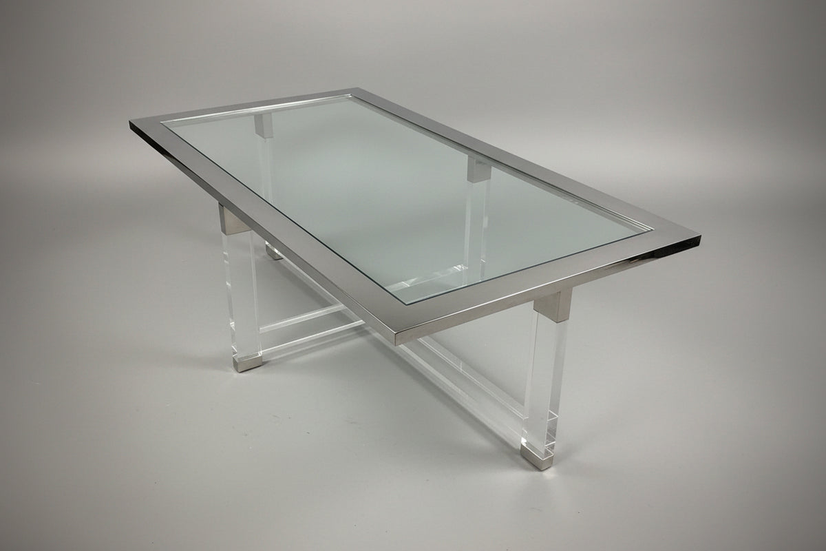 Lucite Chrome And Glass Coffee Table – True Treasures Inc