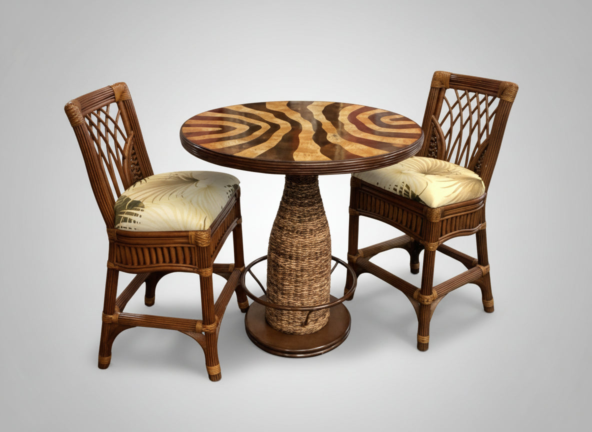 Coconut Shell High Top W/Pair Stools – True Treasures Inc