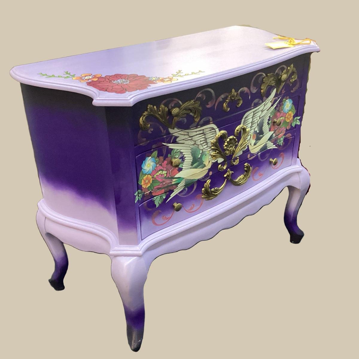 Purple Floral Chest With Three Drawers – True Treasures Inc
